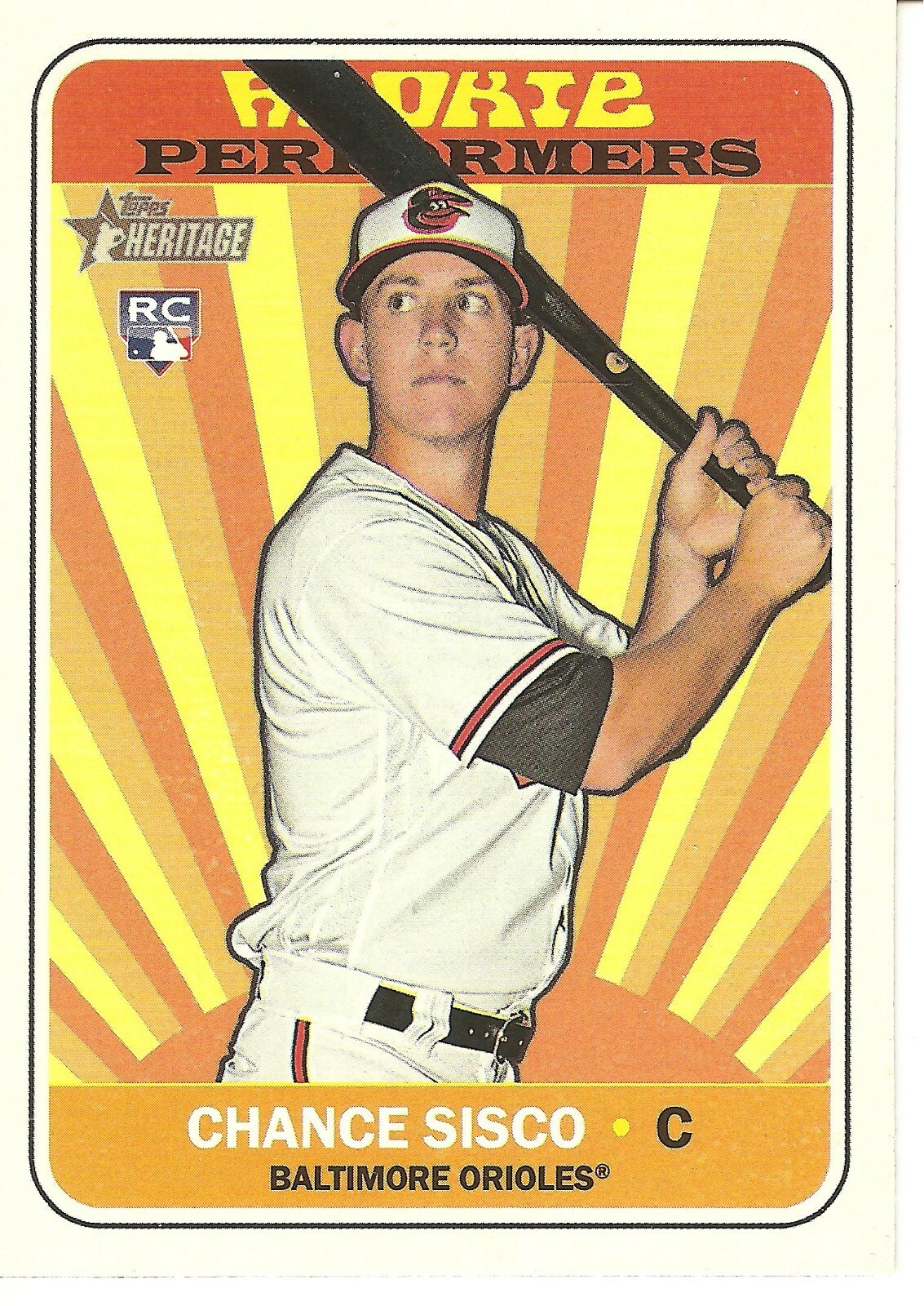 2018 TOPPS HERITAGE CHANCE SISCO ROOKIE PERFORMERS BASEBALL CARD RP-CS ...