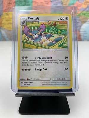 SHIPS SAME DAY Pokemon Card Purugly 160/214 Stage 1 Normal Type 2019 ...