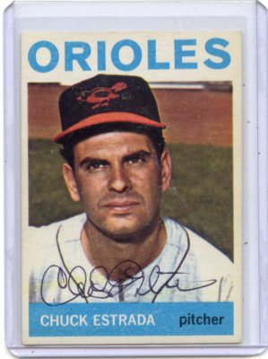 1964 TOPPS BASEBALL #263 CHUCK ESTRADA AUTOGRAPH, BALTIMORE ORIOLES ...