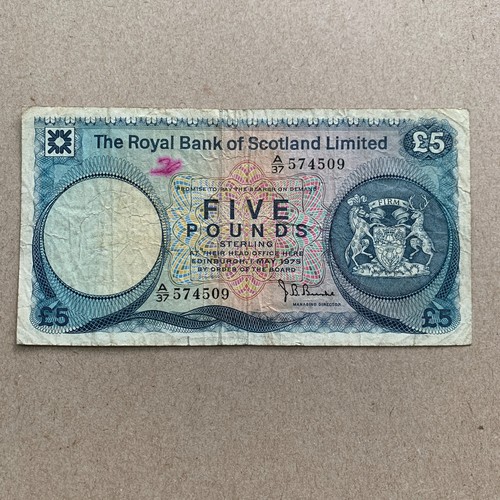 Scottish 5 POUNDS 1975 THE ROYAL BANK OF SCOTLAND P337a Banknote ...
