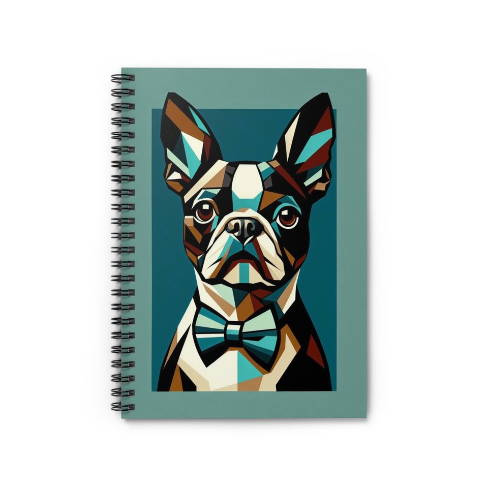 Spiral Notebook Ruled Line Boston Terrier Dog Cubism Style Design 7 ...