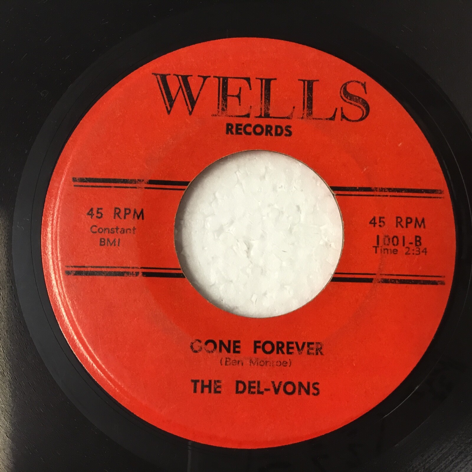 THE DEL-RONS “ALL I DID WAS CRY / GONE FOREVER” WELLS RECORDS VG+Z179 ...