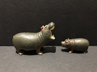 Bandai Kaiyodo WWF Japan Exclusive Hippo Hippopotamus & Cub Figure Set ...