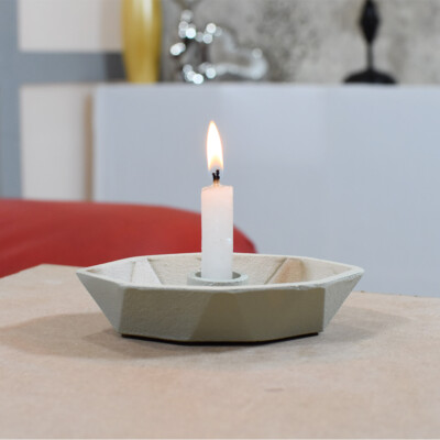 Handmade Aluminum Geometric Ivory Set Of One Tea Light Candle Holder ...