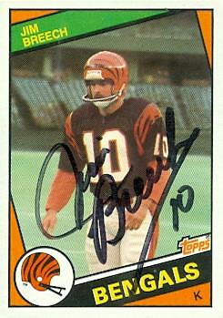 Jim Breech autographed football card (Cincinnati Bengals) 1984 Topps ...