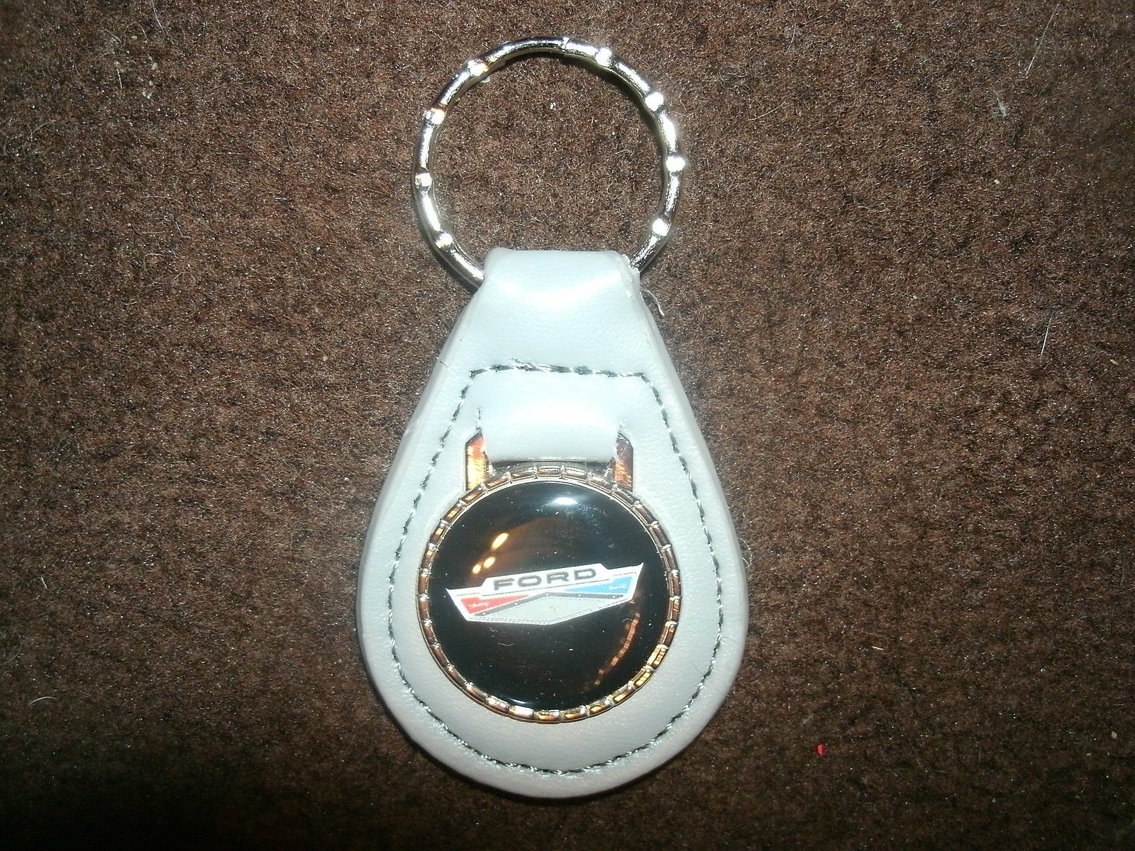 1960's FORD GALAXIE FAIRLANE FALCON FORD CREST LOGO LEATHER KEYCHAIN ...