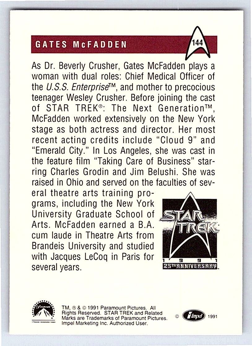 1991 Impel Star Trek - #144 Gates McFadden | eBay