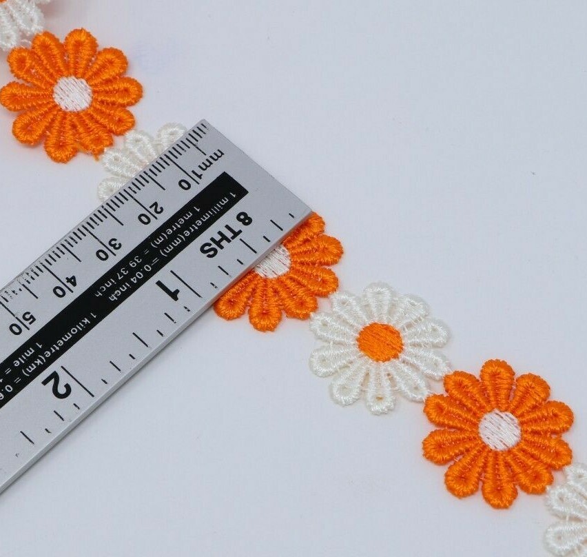 FCL 2 Yards Daisy Flower Lace And Ribbon Trim for Sewing and ...