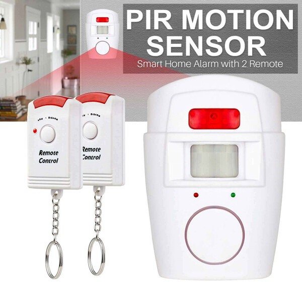 Remote Control PIR Activated Motion Sensor Alarm Kit Battery Operated ...