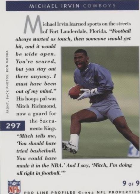 1992 Pro Line Profiles Michael Irvin #297 for sale | eBay