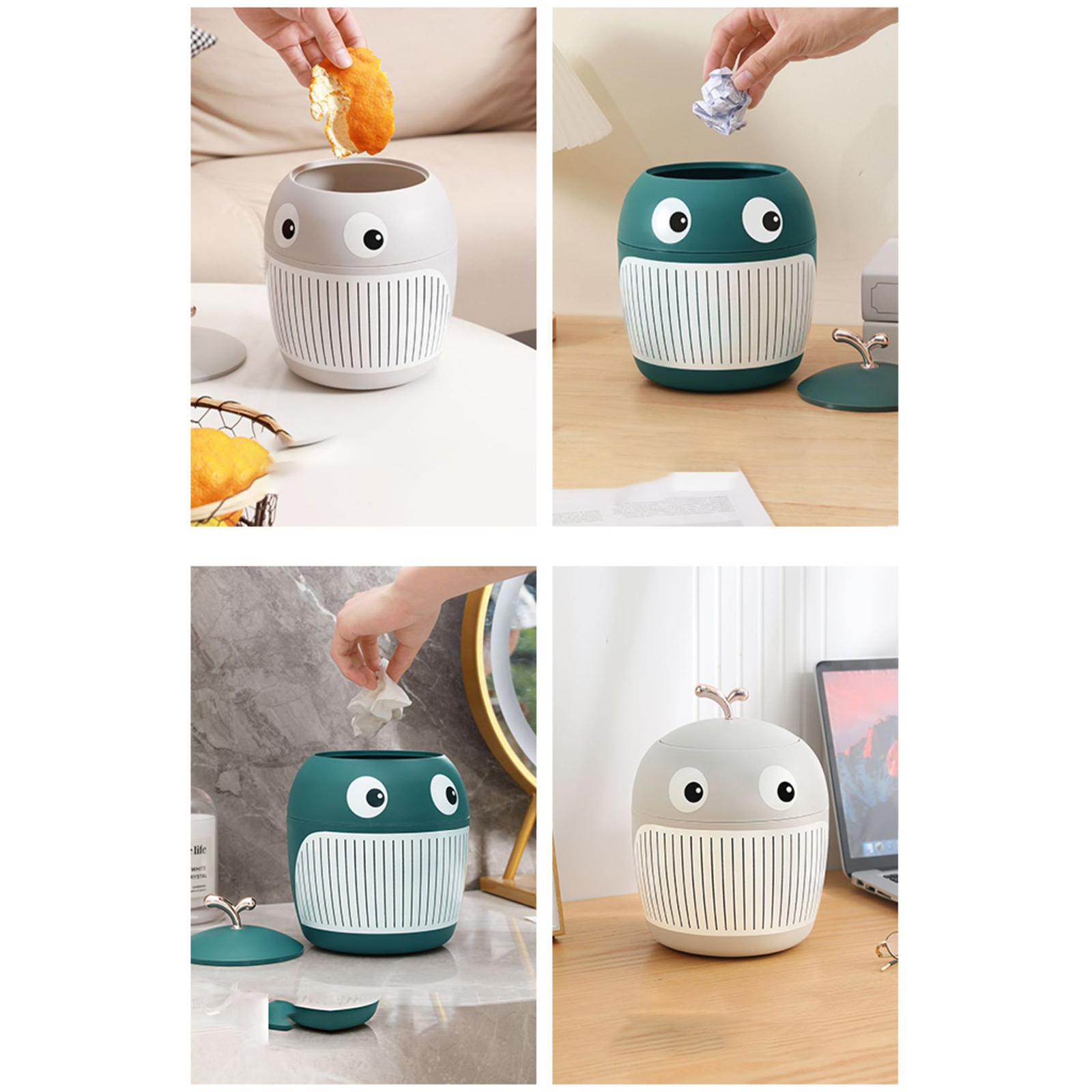 Table Waste Container Mini Size Storage Trash Cartoon Whale Office ...
