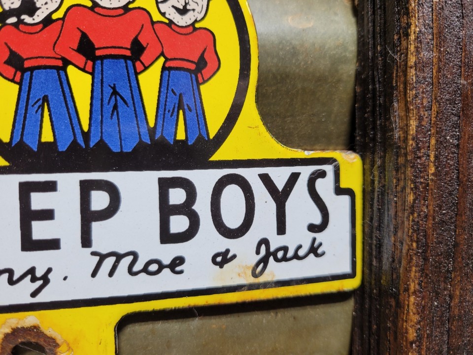 VINTAGE PEP BOYS PORCELAIN SIGN OLD AUTOMOTIVE CAR TRUCK PARTS SUPPLY ...