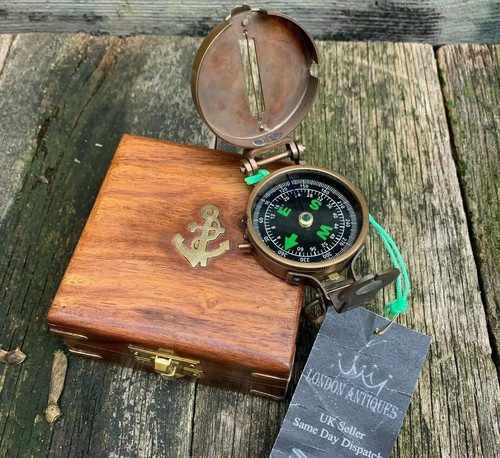 Soldiers Military Thumb Compass Vintage Brass WW2 1940 Navigation World ...