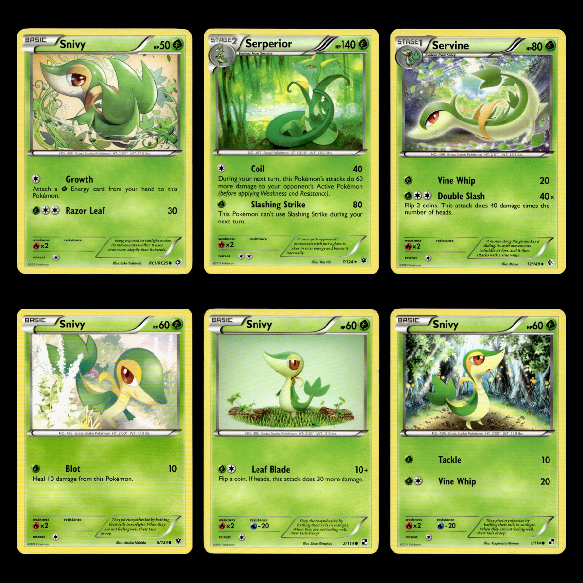 Snivy Evolution Names GEN 4 Starters KANTO FORM : Snivy, Servine,