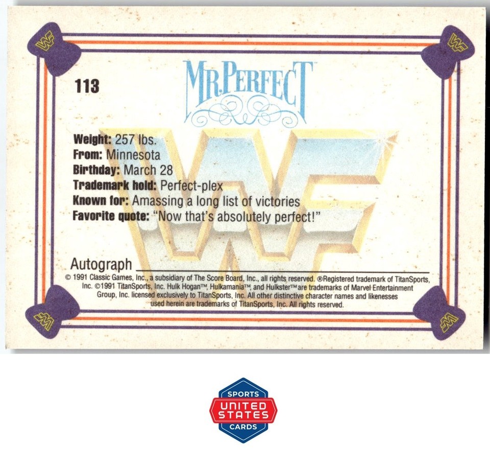 1991 Classic WWF Superstars #113 Mr. Perfect | eBay