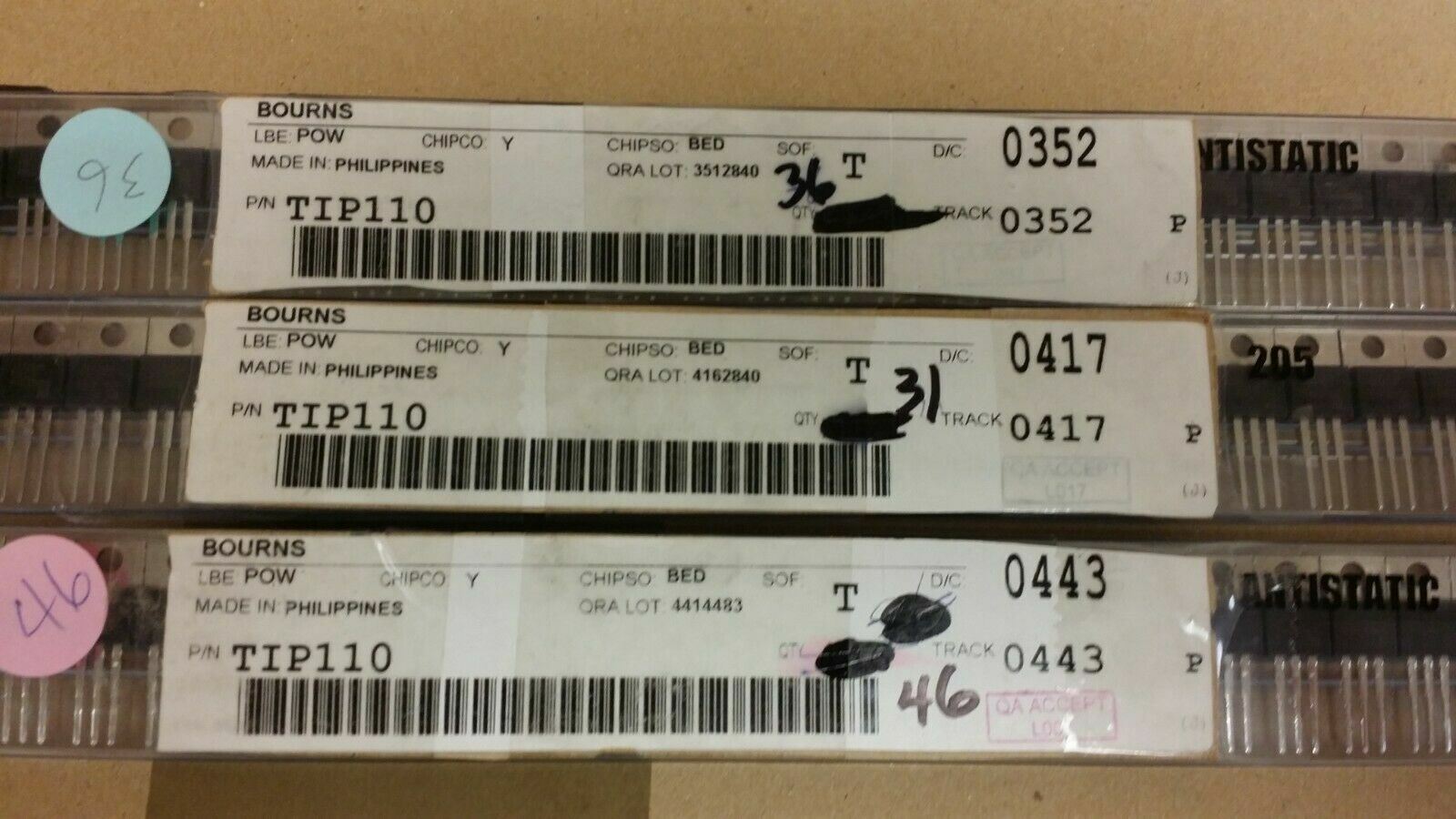 (5 PCS) TIP110 BOURNS Darlington Transistors NPN DARLINGTON 60V 4A TO ...