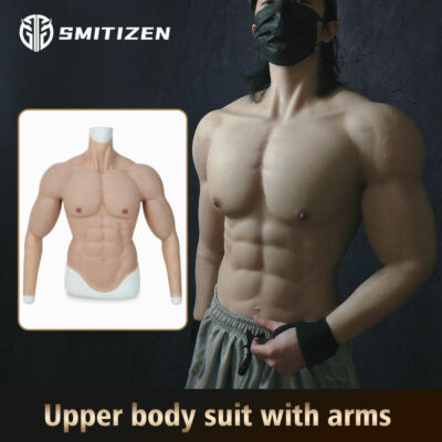 Bruce Men Silicone Fake Chest Muscle Body Suit Abdo for Cosplay Costume ...