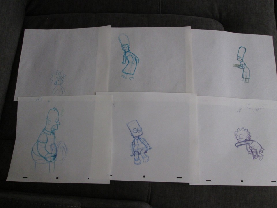 Simpsons Production Drawing cel lot of 50 Drawings Bart Homer Lisa only ...