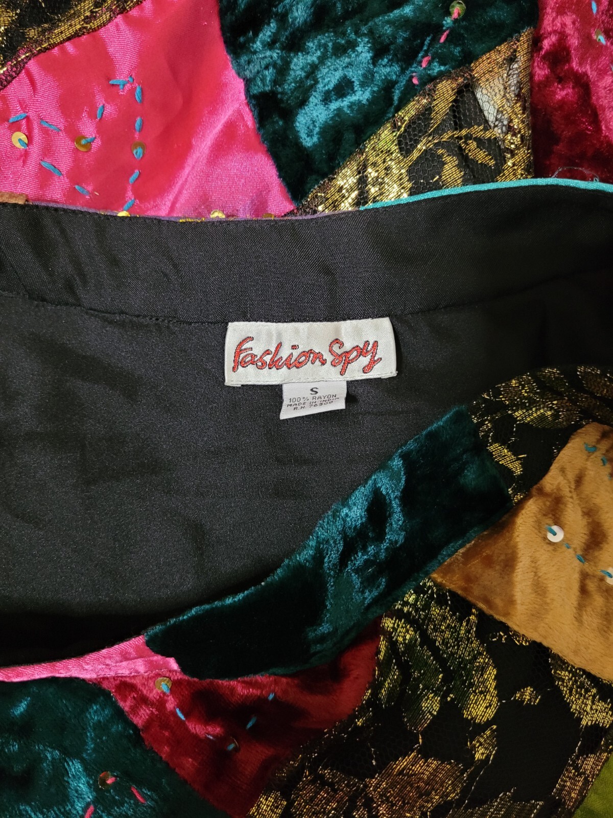 Vintage Patchwork Skirt From The 90s, Velvet, Sequins… - Gem