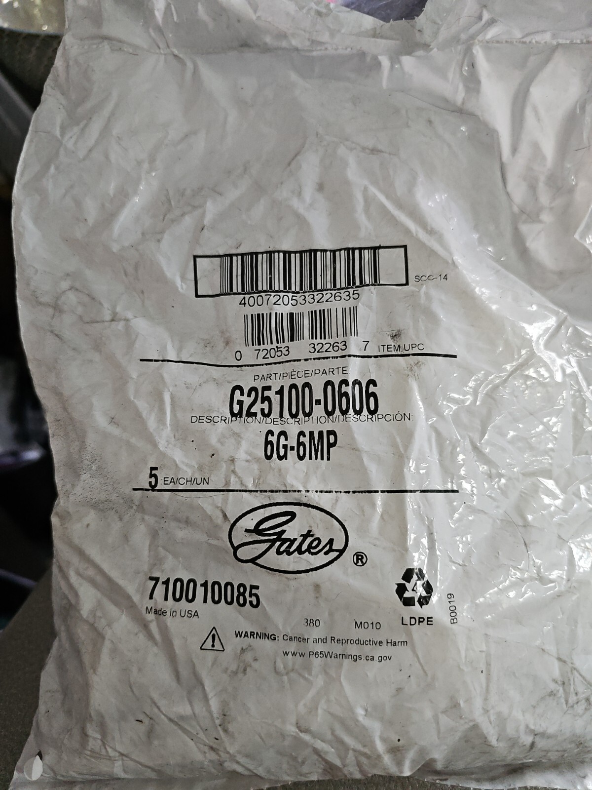 Gates 6G-6MP G25100-0606 Hydraulic Hose Fittings Bag of 5 New F22/BX | eBay