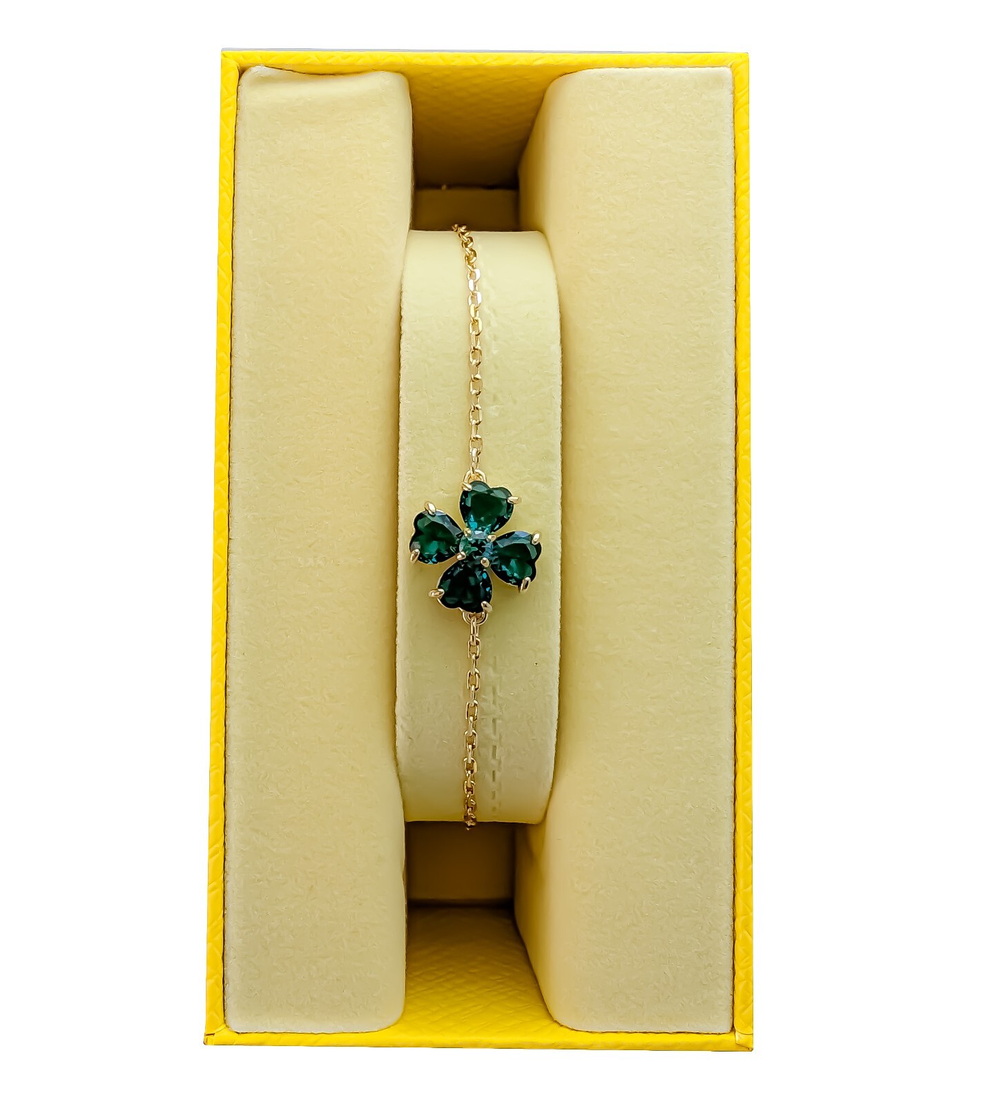New 100% Authentic SWAROVSKI Gold Green Crystal Clover Idyllia Bracelet ...