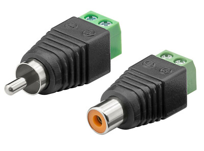 4 Pack of RCA Phono to Terminal Block Connectors 2 x Male Plug 2 x ...