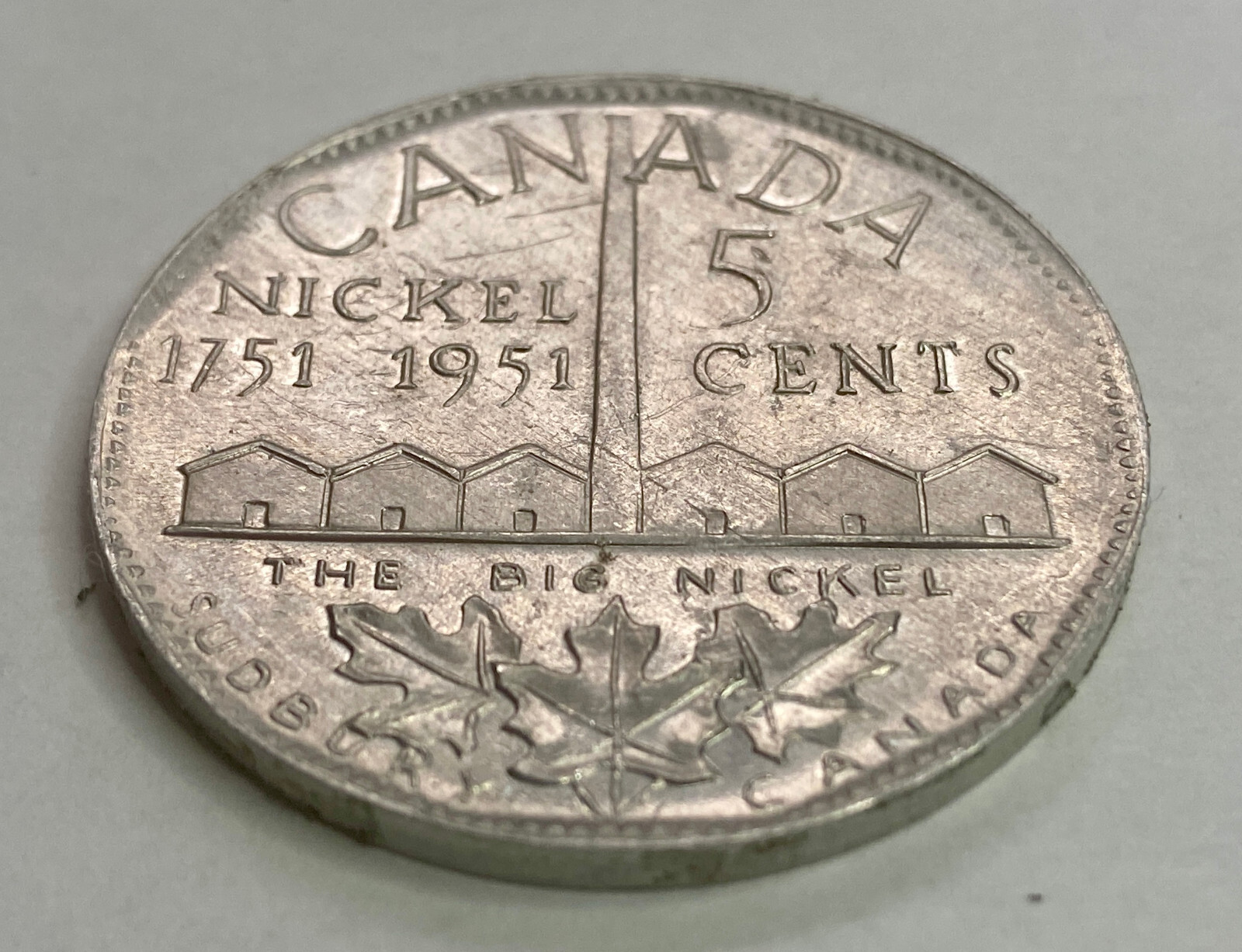Canada 5 Cents 1751 1951 Big Nickel Sudbury George VI Commemorative ...