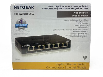 NETGEAR GS308-300PAS GS308 8 Gigabit Port Unmanaged Ethernet Switch ...