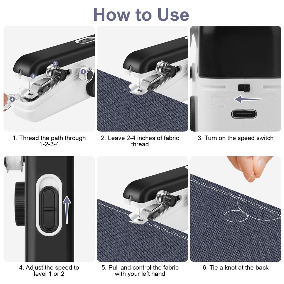 Mini Portable Smart Electric Tailor Stitch Hand-held Sewing Machine ...
