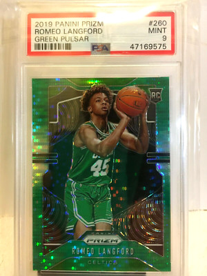PSA 9 2019-20 Panini PRIZM Romeo Langford RC #260 Green Shimmer SSP ...