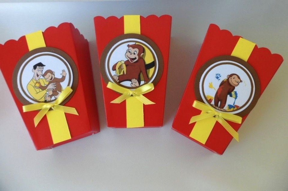 Curious George Party favors/ goodie bags/ Popcorn Candy Box SET OF 10 ...