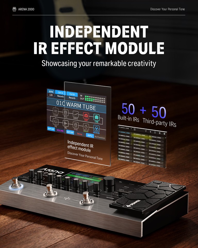 Donner Arena 2000 Multi Effects Looper Pedal 278 Effects 100 IRs Drum ...