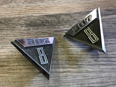 1969 PONTIAC BEAUMONT USED OEM FRONT FENDER 307 V8 EMBLEM SET | eBay