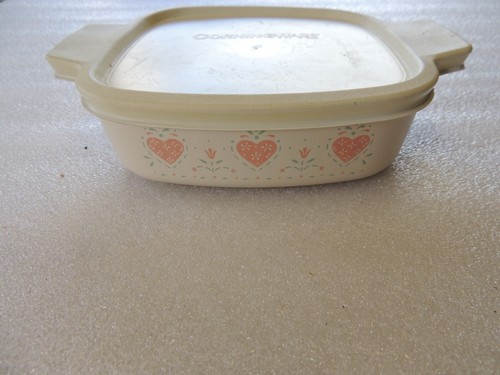 small Corning ware dish Forever Yours hearts A 1 B rubber lid great ...