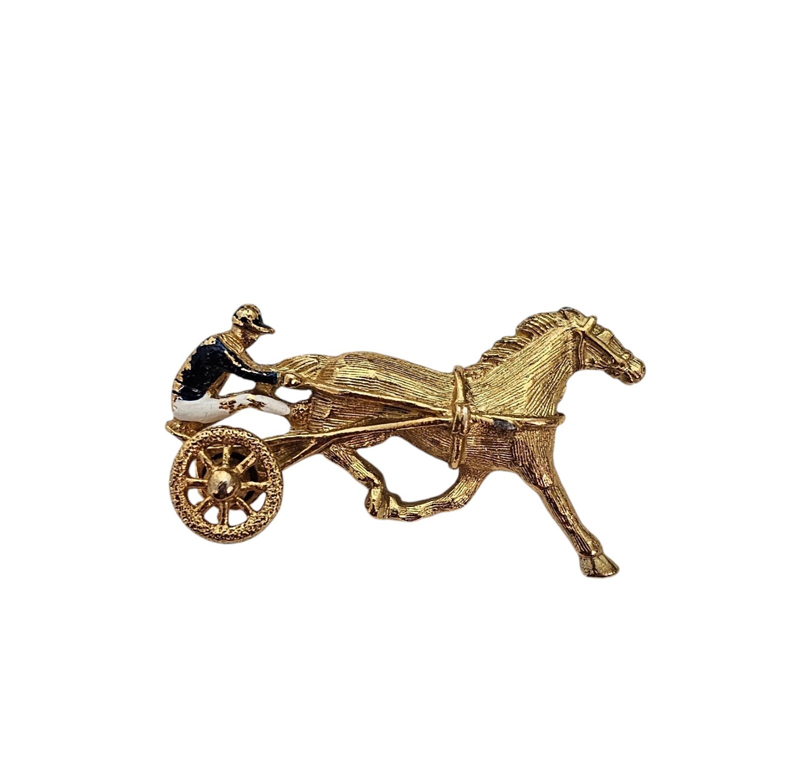 Harness Horse Driver Articulated Wheel Gold Tone Enam… - Gem