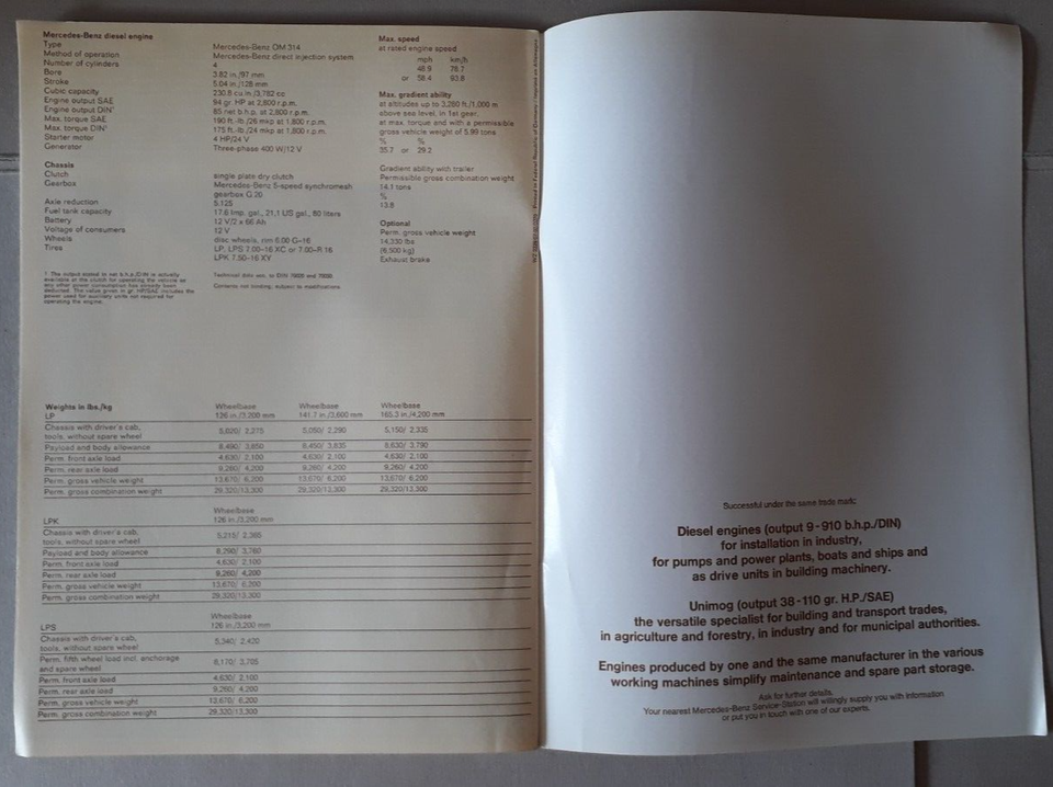 Mercedes Benz LP / LPS / LPK 608 Brochure c.1970 - Truck Tipper Tractor ...