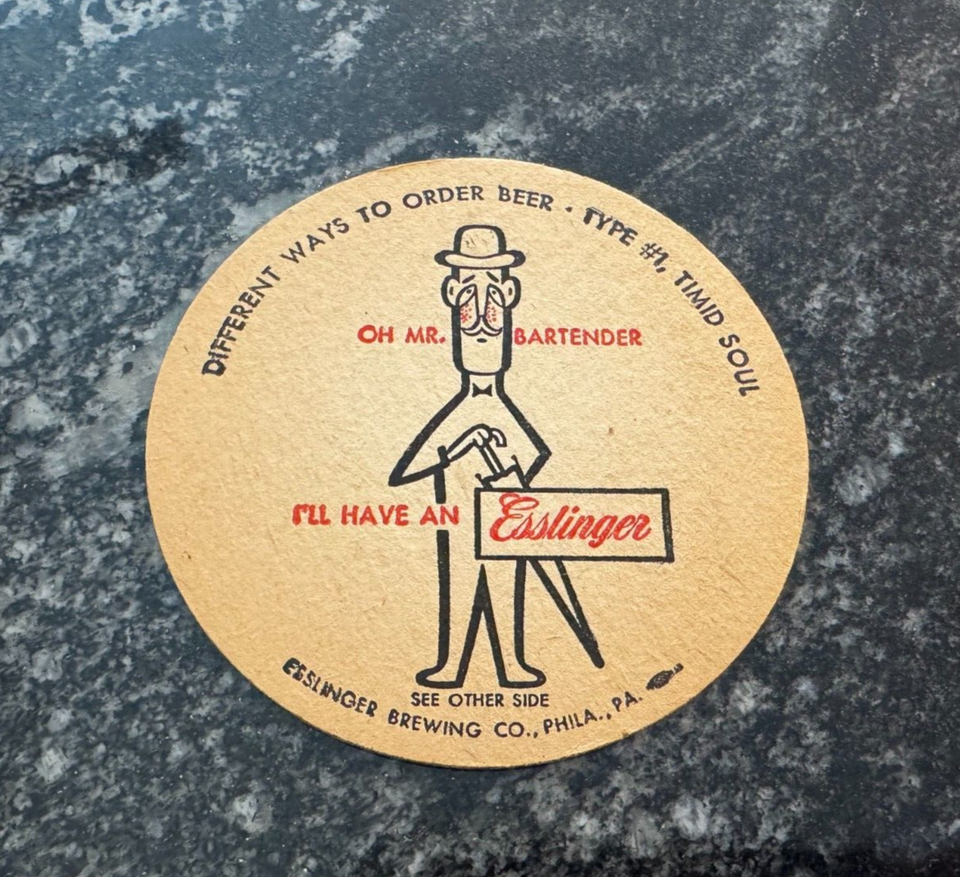 VINTAGE ESSLINGER'S BEER 3" INCH 2-SIDED COASTER ESSLINGER BREWING CO ...
