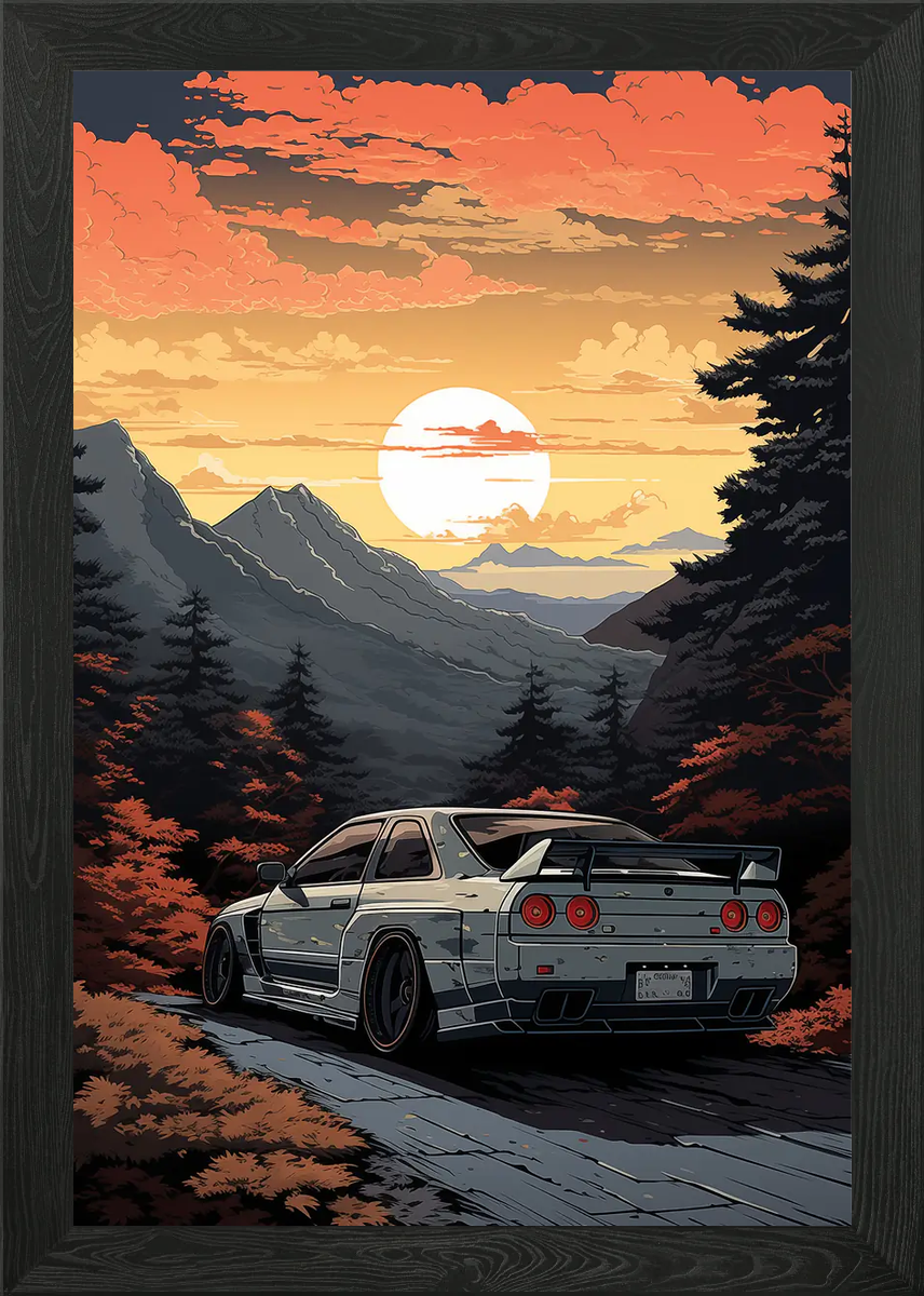 Nissan Skyline GTR R34 Framed Wall Art Poster Canvas Print Picture ...