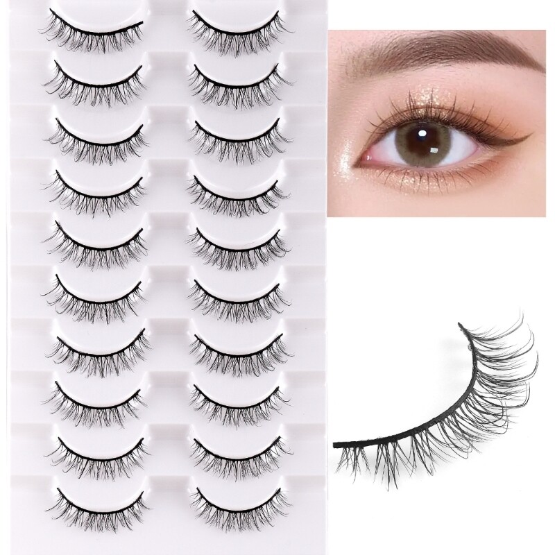 10 Pairs Makeup Lady Thick Long Natural Looking False Eyelashes Fake ...