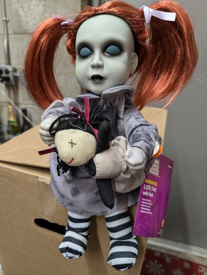 Home Depot Accents 12" Halloween Animated LED Horror Child With Doll ...