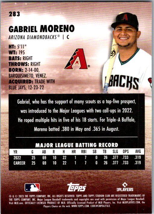2023 Stadium Club #283 Gabriel Moreno | eBay