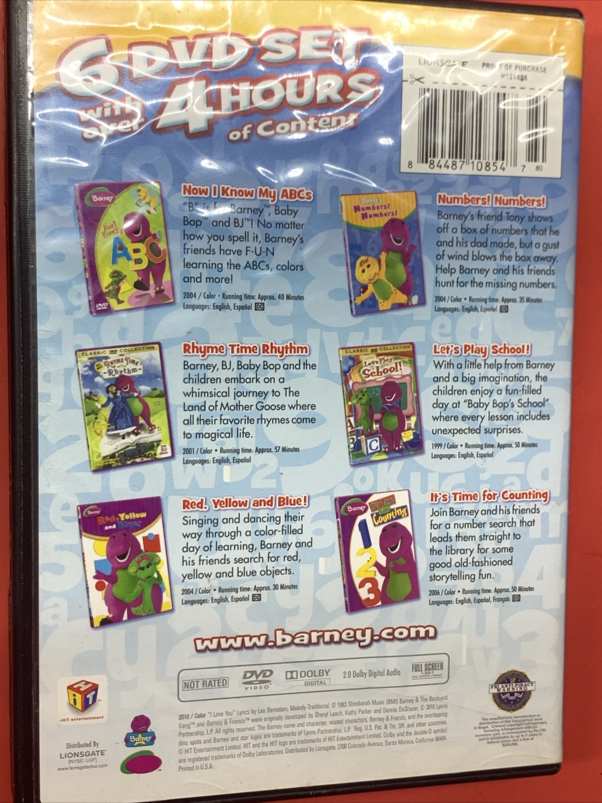 Barney Learning Pack DVD 6-Disc Set ABCs | Grelly USA