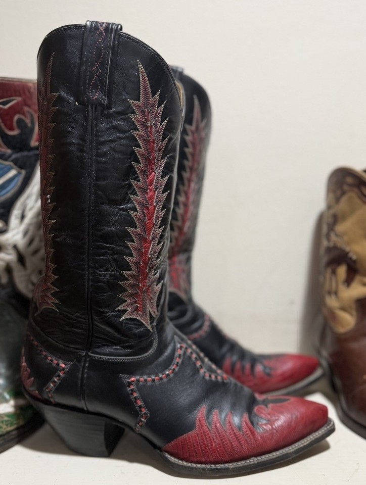 1970s Tony Lama “Firewalker” Flame Inlay Cowboy Western Boots — Men’s ...