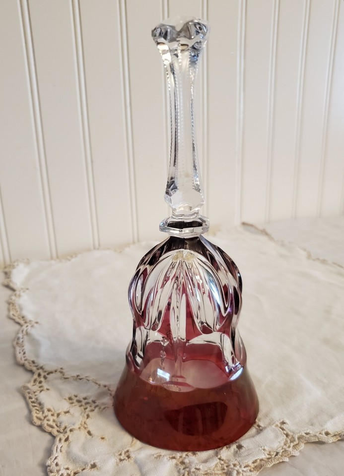BLEIKRISTALL Vintage Lead Crystal Bell Ruby Red Hand Cut To Clear West ...
