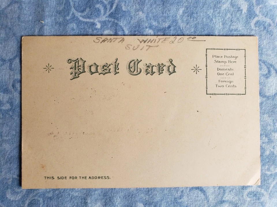 Vintage Postcard CHRISTMAS White Robe Santa Child White Reindeer Sleigh ...