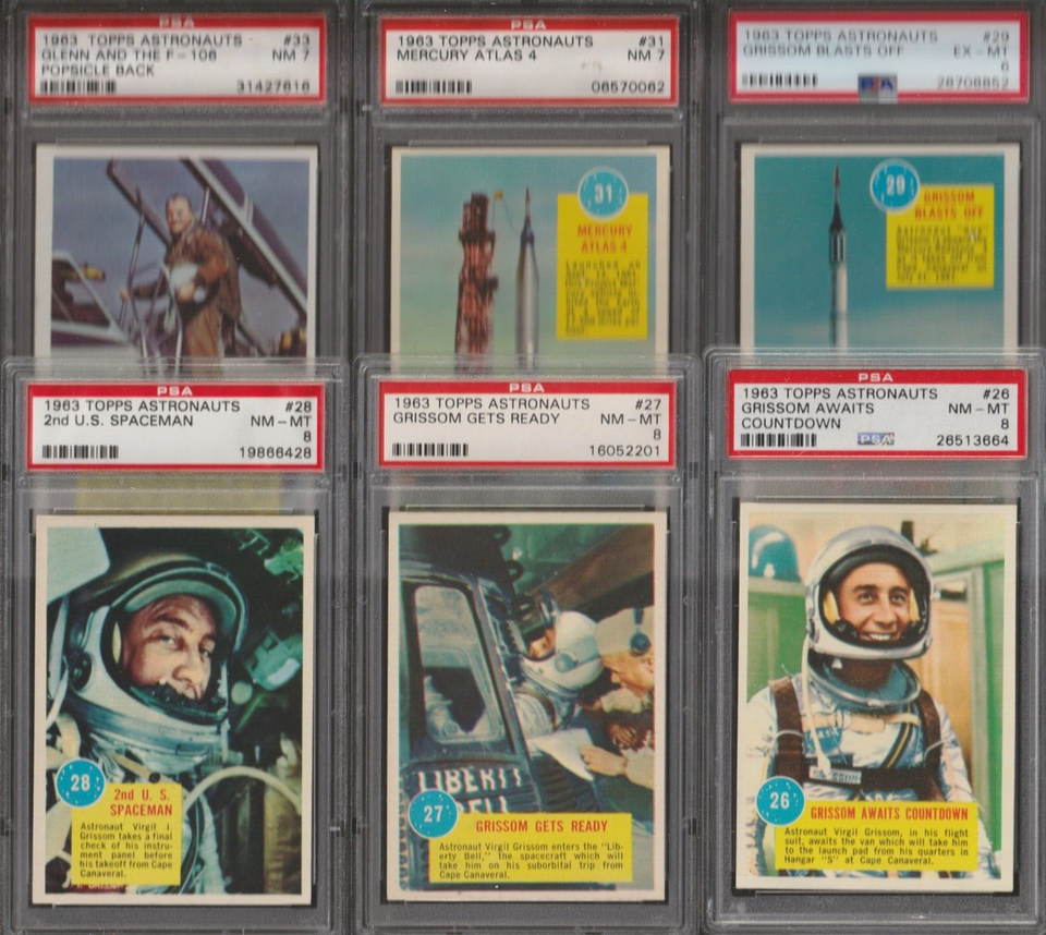 (55 CARD COMPLETE SET) 1963 TOPPS ASTRONAUTS (51 CARDS PSA GRADED ...