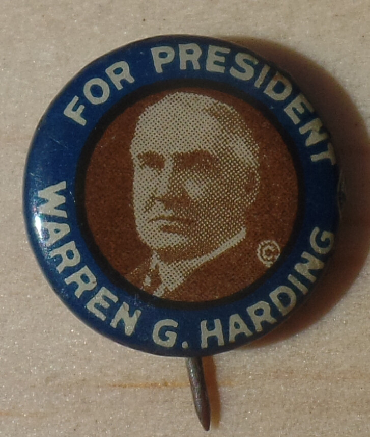 1920 5/8" Blue Background Warren G. Harding Presidential Campaign ...