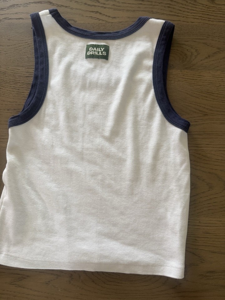 Daily Drills Logo Ribbed Tank Blue/white M/L Sold Out Classic Style | eBay