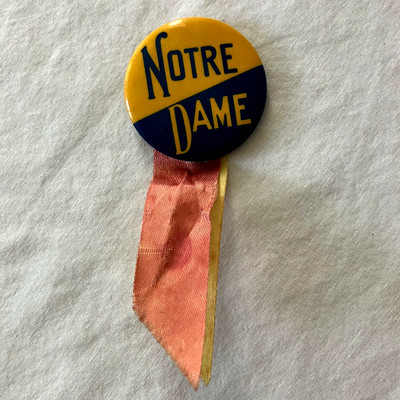 Vintage Notre Dame University Football Pinback Button with Ribbon | eBay
