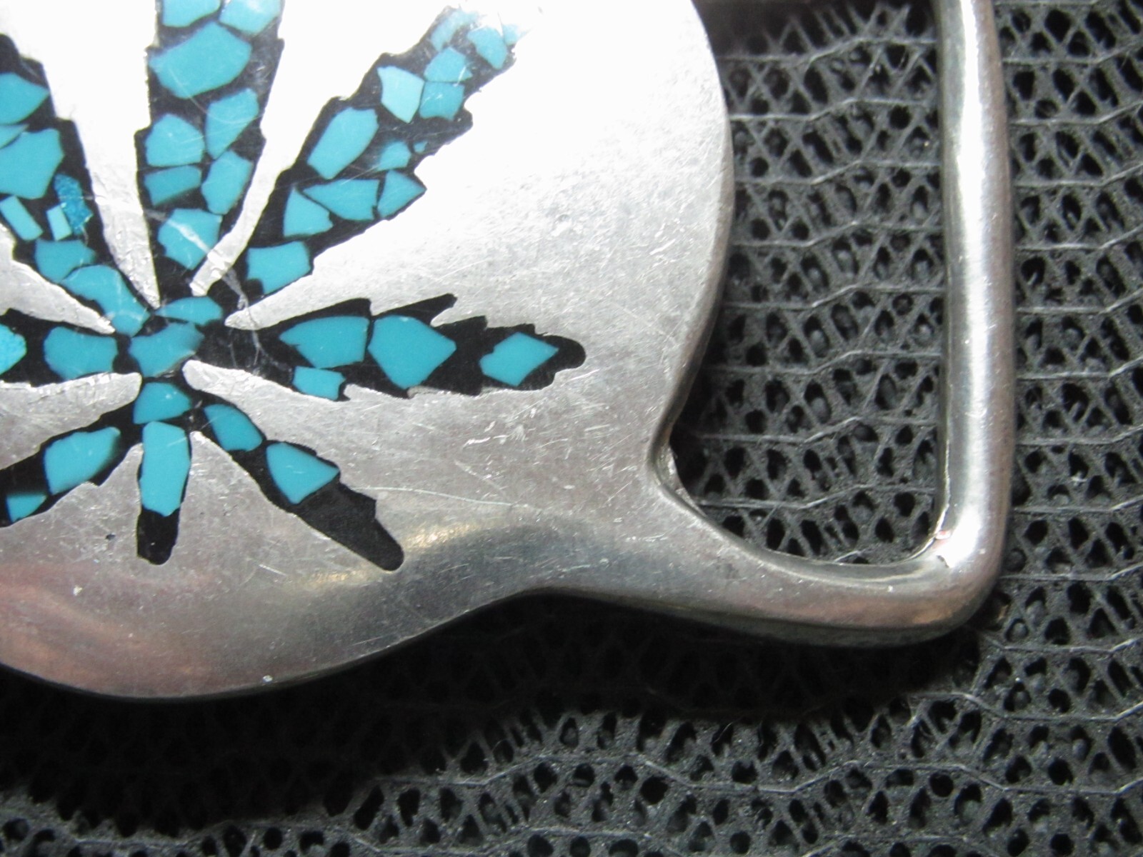 MARIJUANA BUD WEED LEAF TURQUOISE INLAY HIPPIE BELT B… - Gem